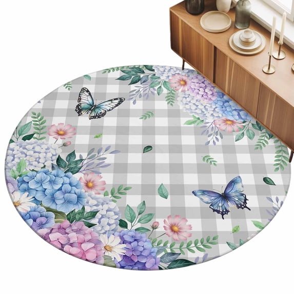 7ft Round Rug Watercolor Flowers Area Rugs for Living Room Bedroom ...