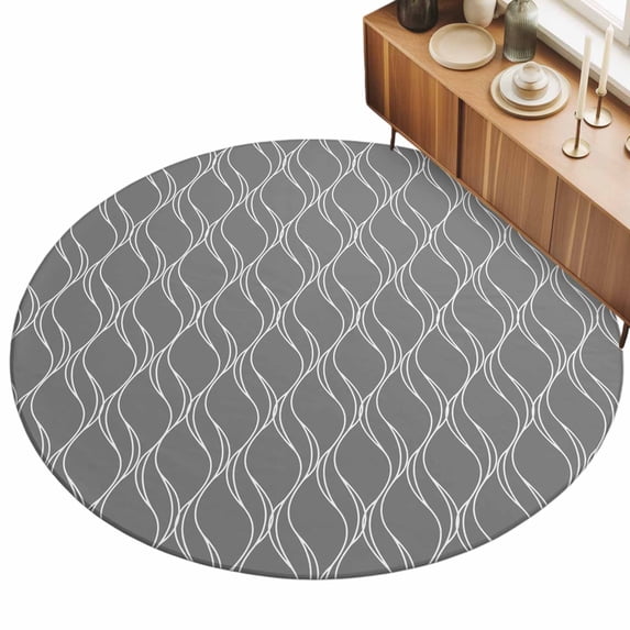 7ft Round Rug Wavy Lines Area Rugs for Living Room Bedroom Washable Non ...