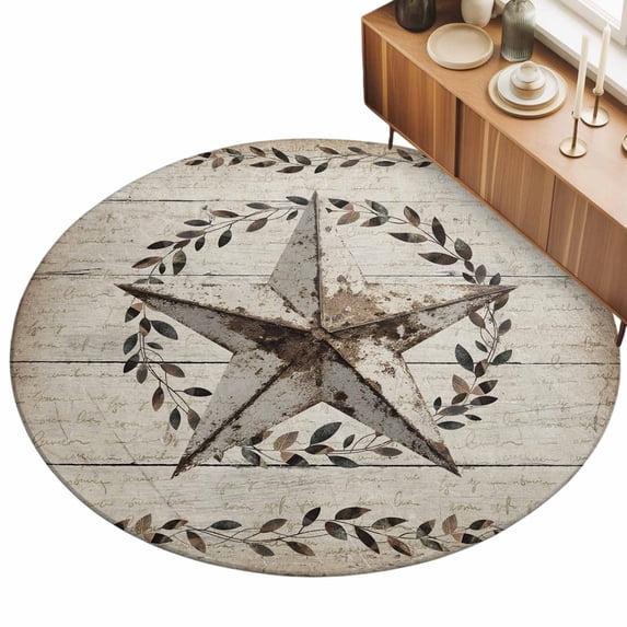 7ft Round Rug Western Stars Farmhouse Area Rugs for Living Room Bedroom ...