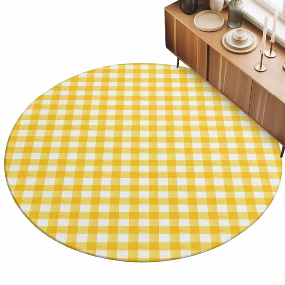 7ft Round Rug Yellow Area Rugs for Living Room Bedroom Washable Non ...