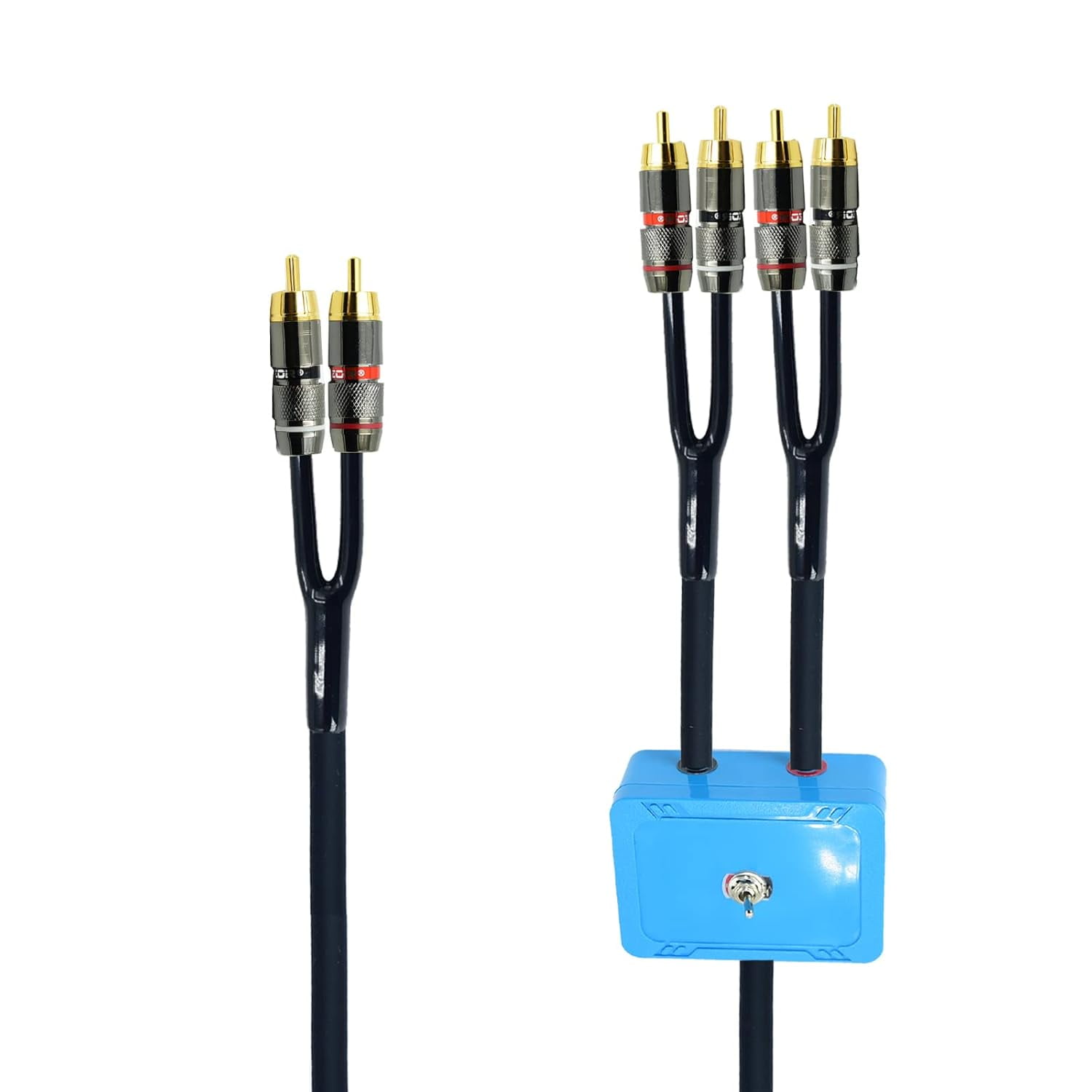 7ft Shielded Rca Plug Splitter Stereo Audio Video Cable 2 Male To 4 Male Dual Speaker Y Adapter
