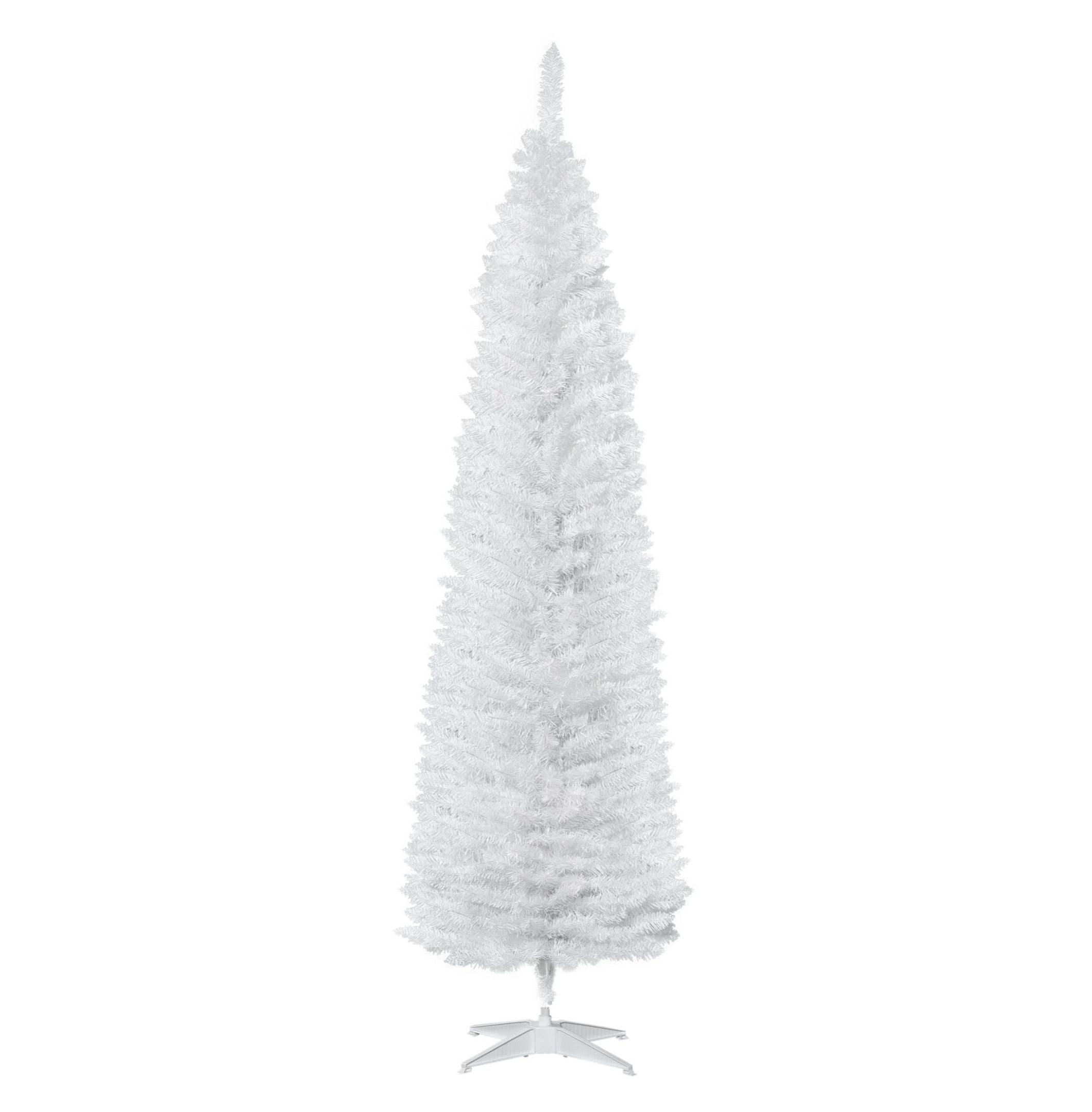 7ft Slim Artificial Christmas Tree, White Pencil Tree with 499 Tips ...