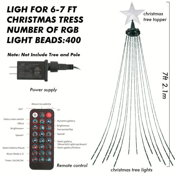 7ft Smart RGB Christmas Cone Tree Light - 400LED Prelit with Artificial ...