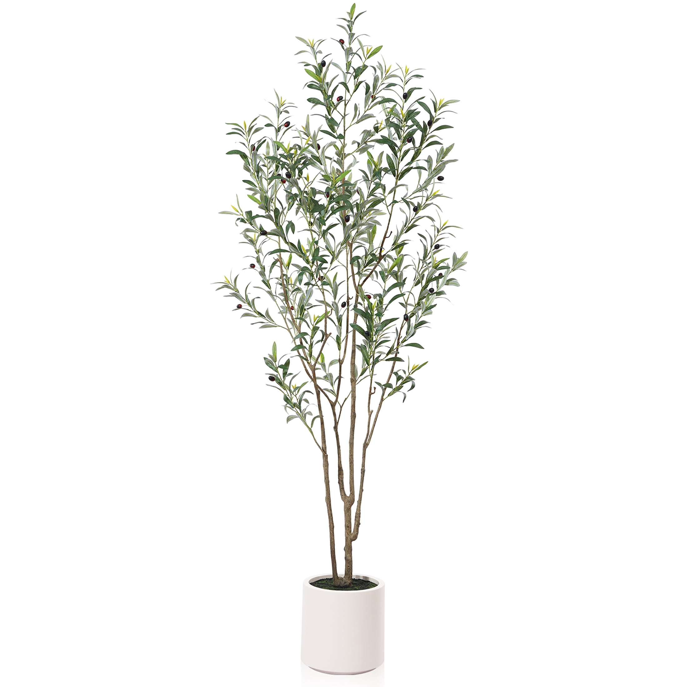 7ft Tall Artificial Olive Tree with Large White Square Basin ...