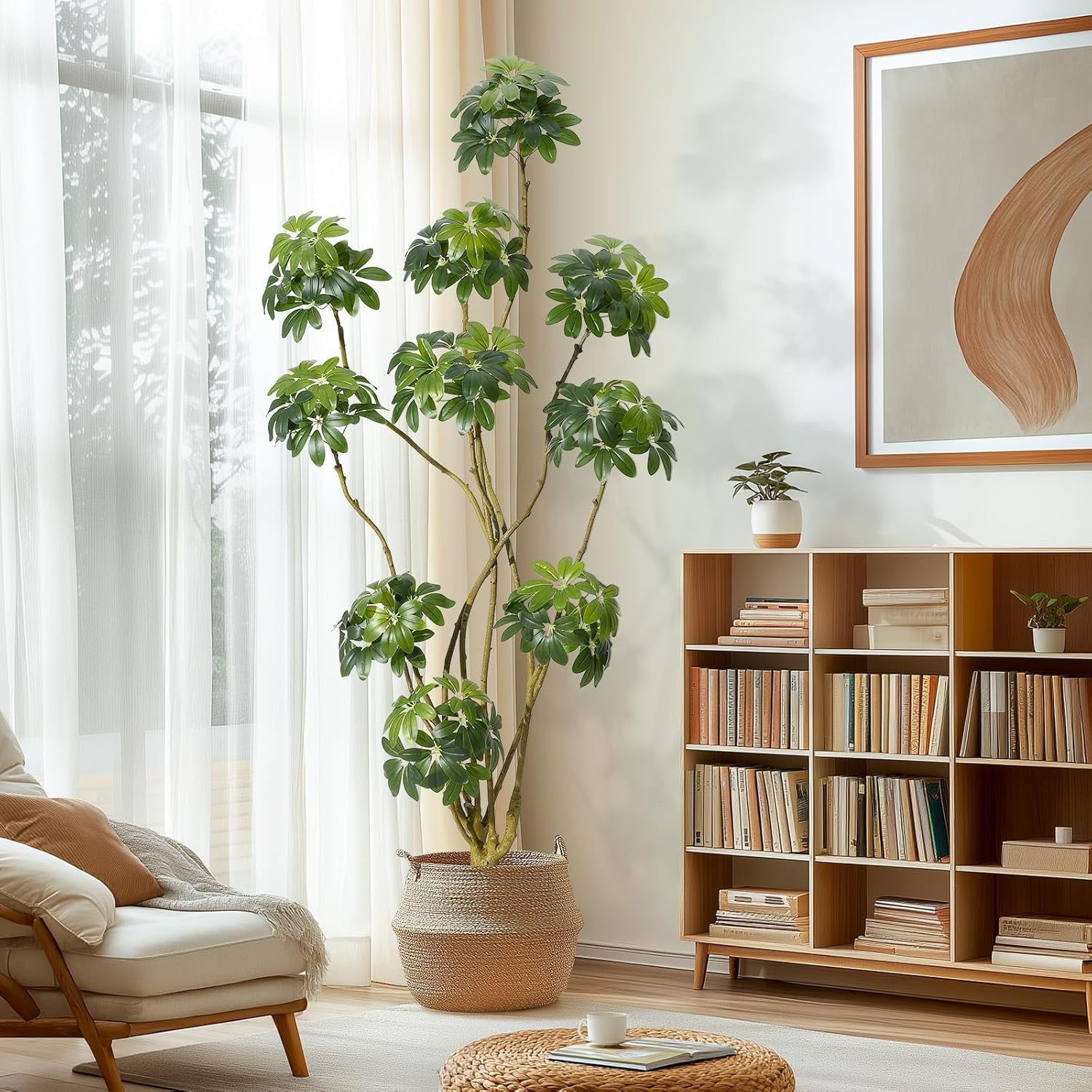 7ft Tall Fake Plant Indoor,Faux Floor Tree Fake Trees in Decorative ...