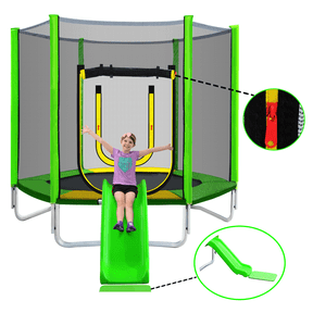 Gymax Indoor Toddler 5FT Trampoline - High Enclosed, Little Trainer ...