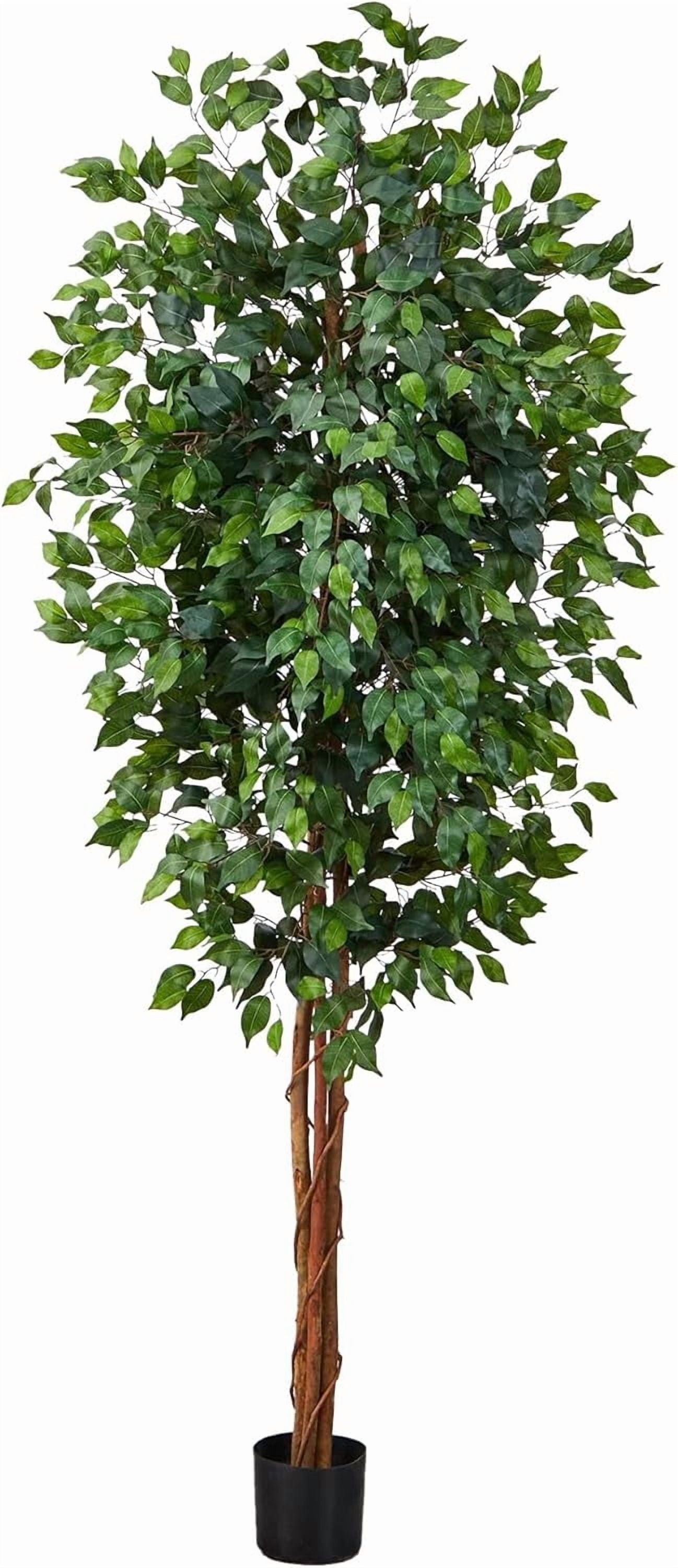 7ft Triple Trunk Artificial Ficus Tree with Natural Wood Trunks, Fake ...
