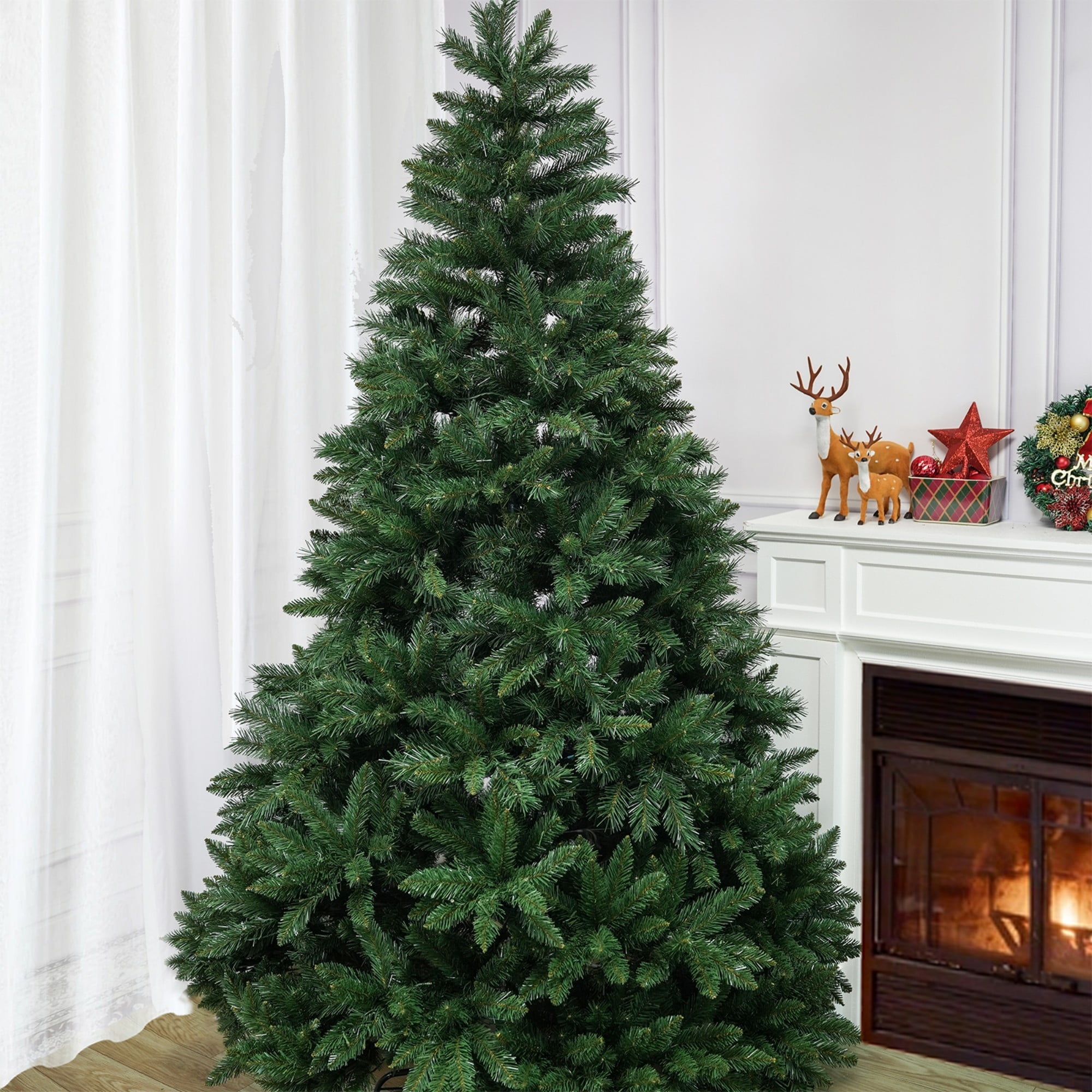 7ft Unlit Artificial Christmas Tree Hinged Spruce Xmas Tree w/1398 ...