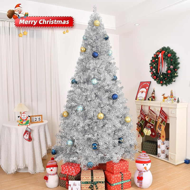7ft Unlit Christmas Tree, Artificial Christmas Tree w/1250 Branch Tips ...