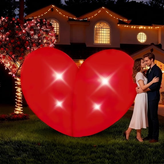 7ft Valentine's Day Inflatable Heart Decoration, Outdoor Blow Up ...