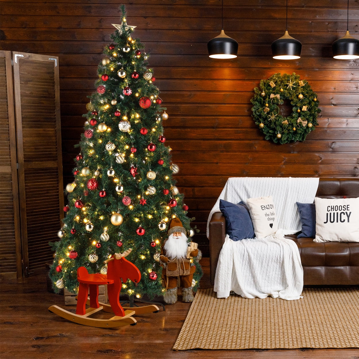 7ft Warm Color 8 Modes Christmas Tree, Automatic Structure Christmas ...