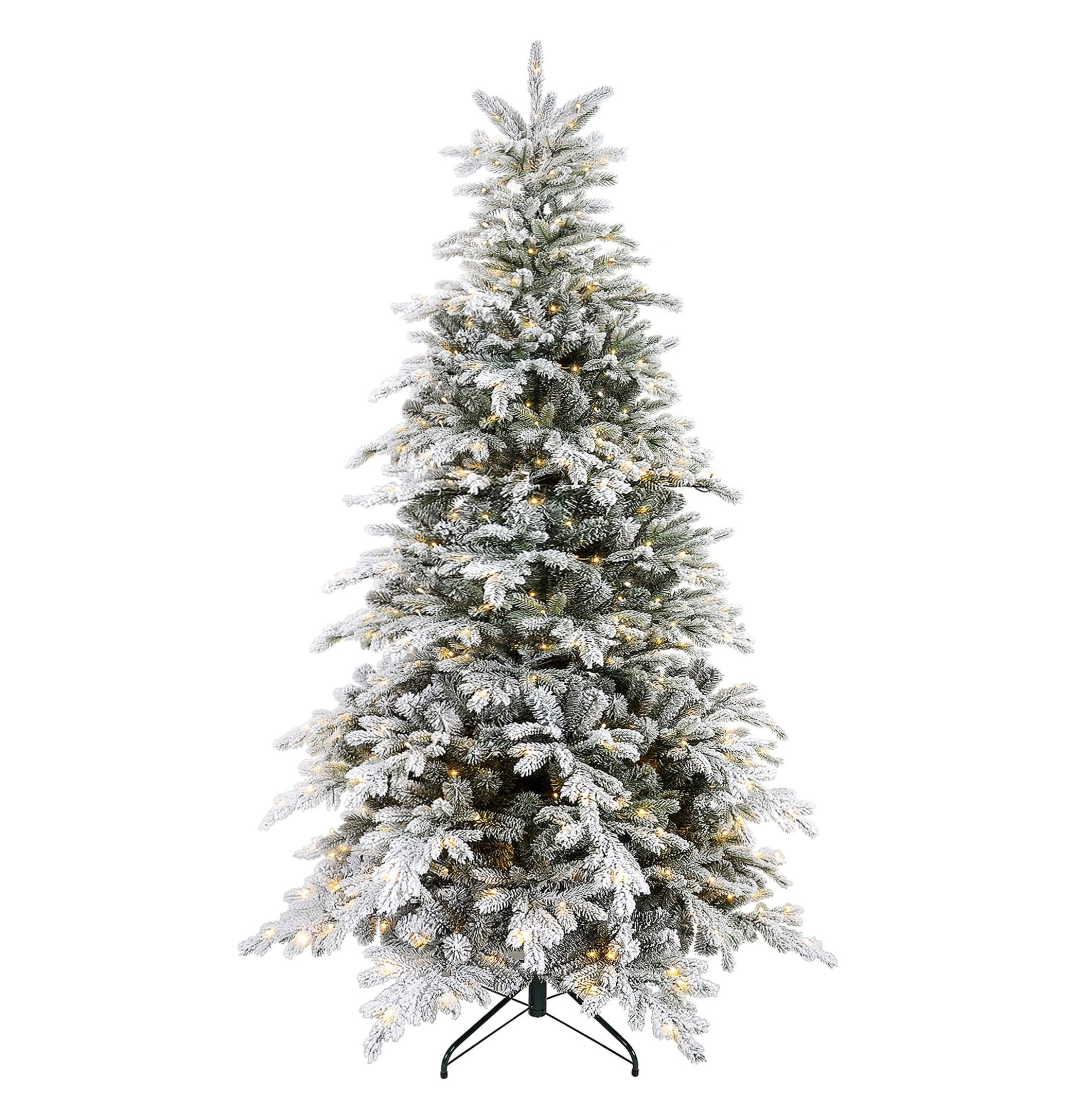 7ft White Christmas Tree Pre-Lit, Frocked Artificial Tree with 1650 ...