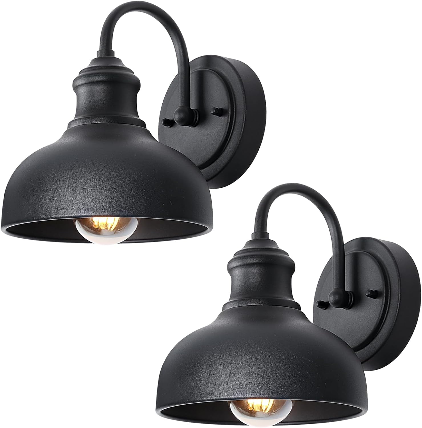 7in. Dome Outdoor Barn Light Black Exterior Gooseneck Lighting Wall ...