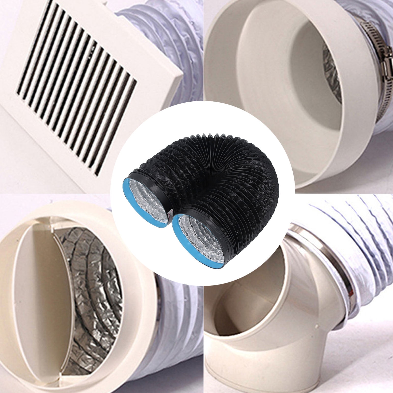 7in Flexible Dryer Vent Hose, Insulated Aluminum Foil Ducting For ...