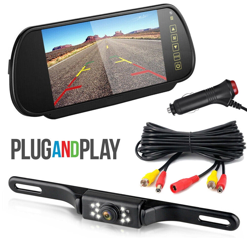 7in HD Monitor Car Backup Reverse Camera Rear View Parking License ...