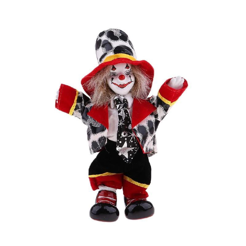 7in Porcelain Circus Clown Figurine with Colorful Costume & Glossy ...