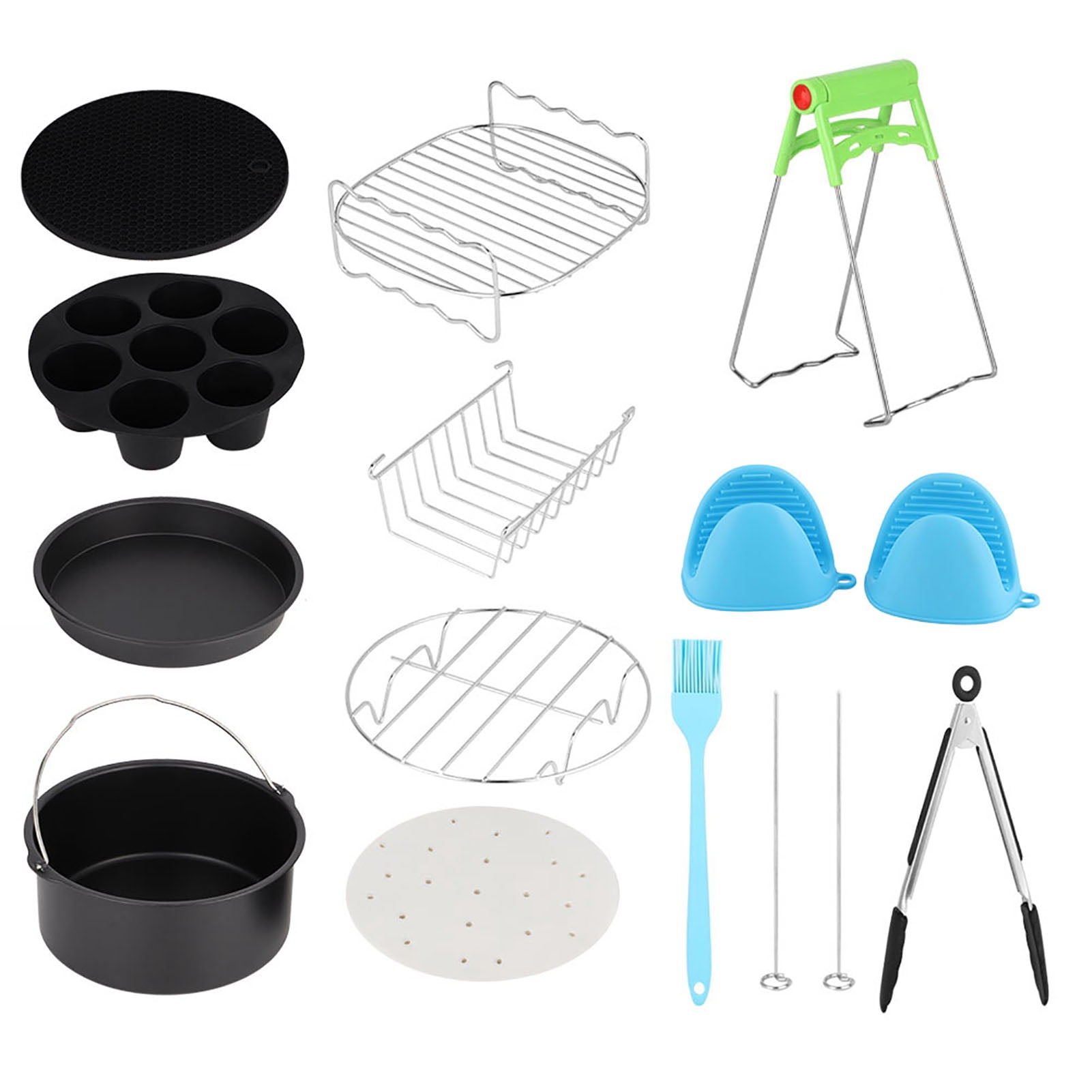 7in Universal 12pcs Hot Air Fryer Kits with Cake Cup Cake Basket ...