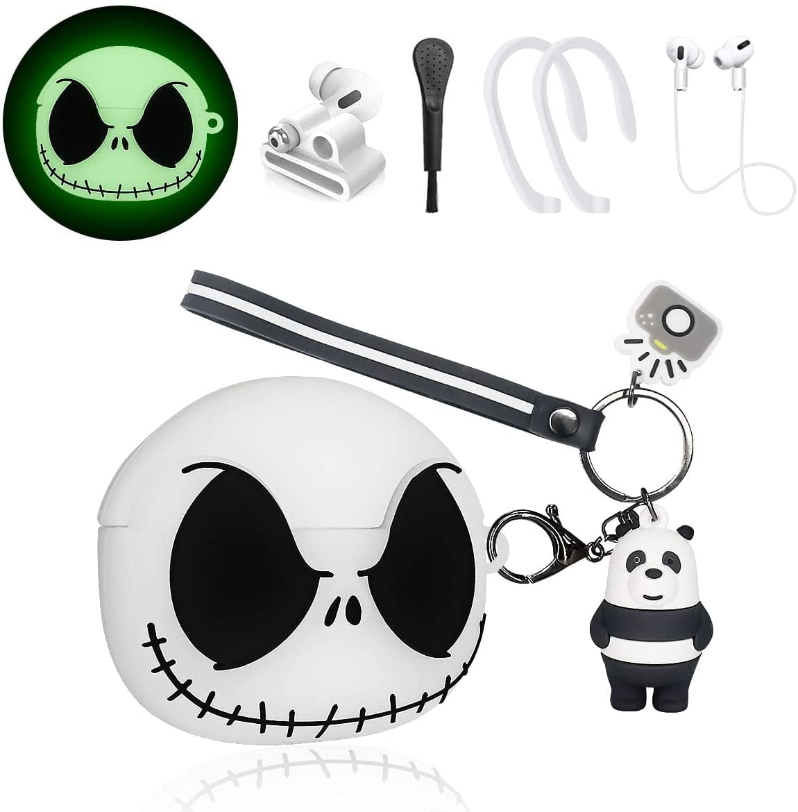 [7in1]Cool Cover Case for Airpods Pro Case, Luminous Skull Airpods Pro ...