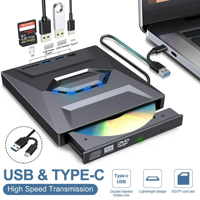 7in1 External USB 3.0 DVD CD RW Writer Drive Burner Reader Player For ...
