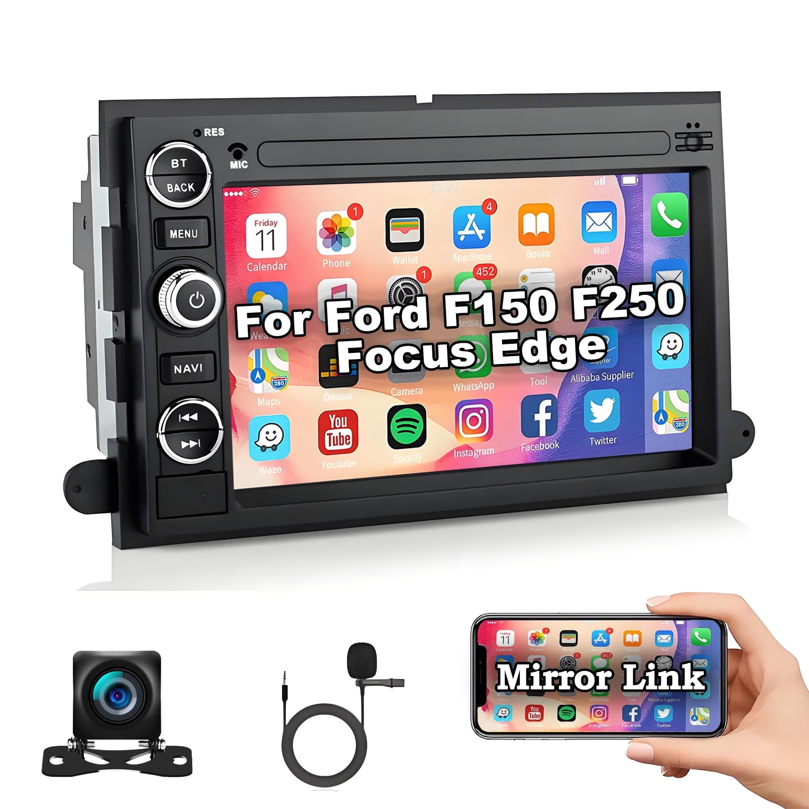 7inch HD Touchscreen Car Stereo Radio Support Apple Carplay Android ...
