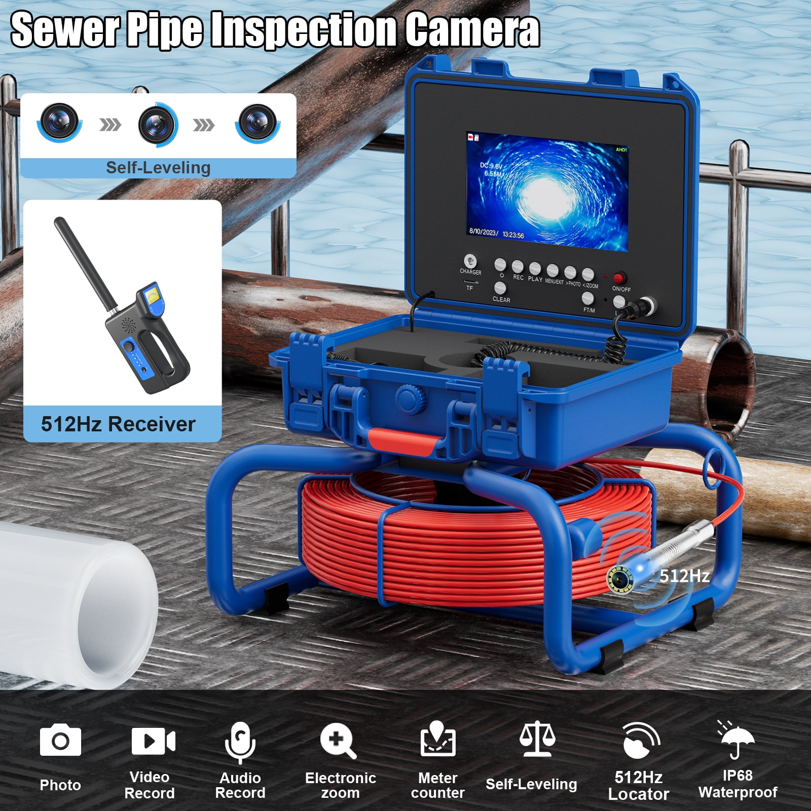 7inch Sewer Pipe Inspection Camera 20M Drain Sewer Pipeline Industrial ...