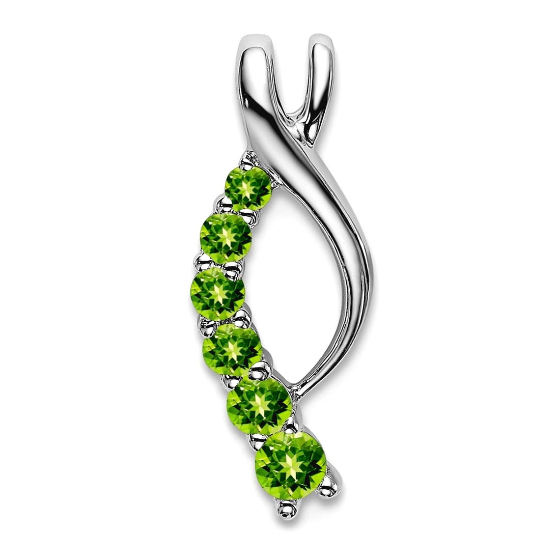 7mm 14k White Gold Peridot Journey Chain Slide Chain Necklace for Women ...