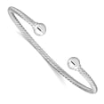 7mm 925 Sterling Silver Rhodium Plated Twisted With 1 Thread Ball Cuff ...