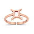7mm - Gemini Zodiac Sign Toe Band Ring 925 Sterling Silver Thin Adjustable Stylish Rings for ...
