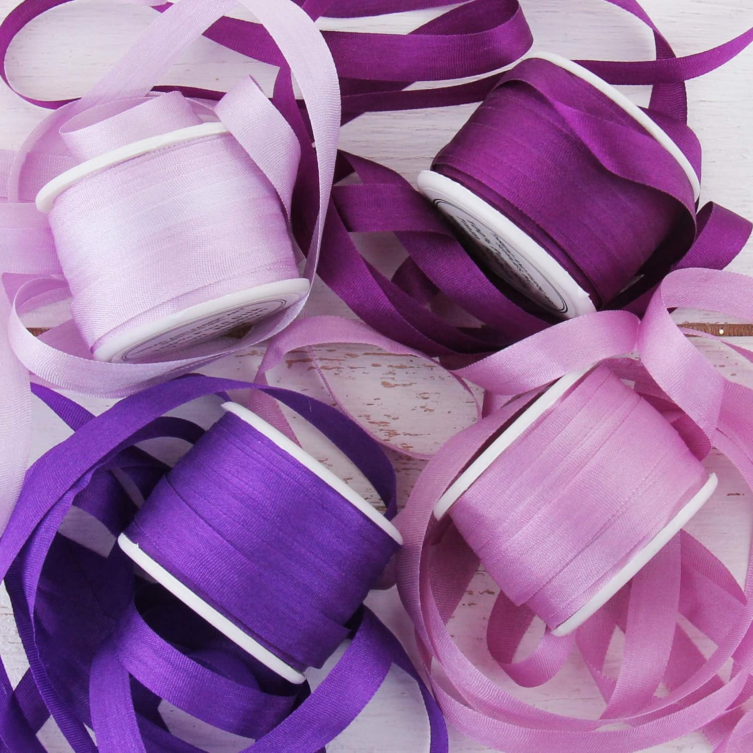 7mm Silk Ribbon Set - Three 10 meter spools - 33 yds - Purple Shades ...