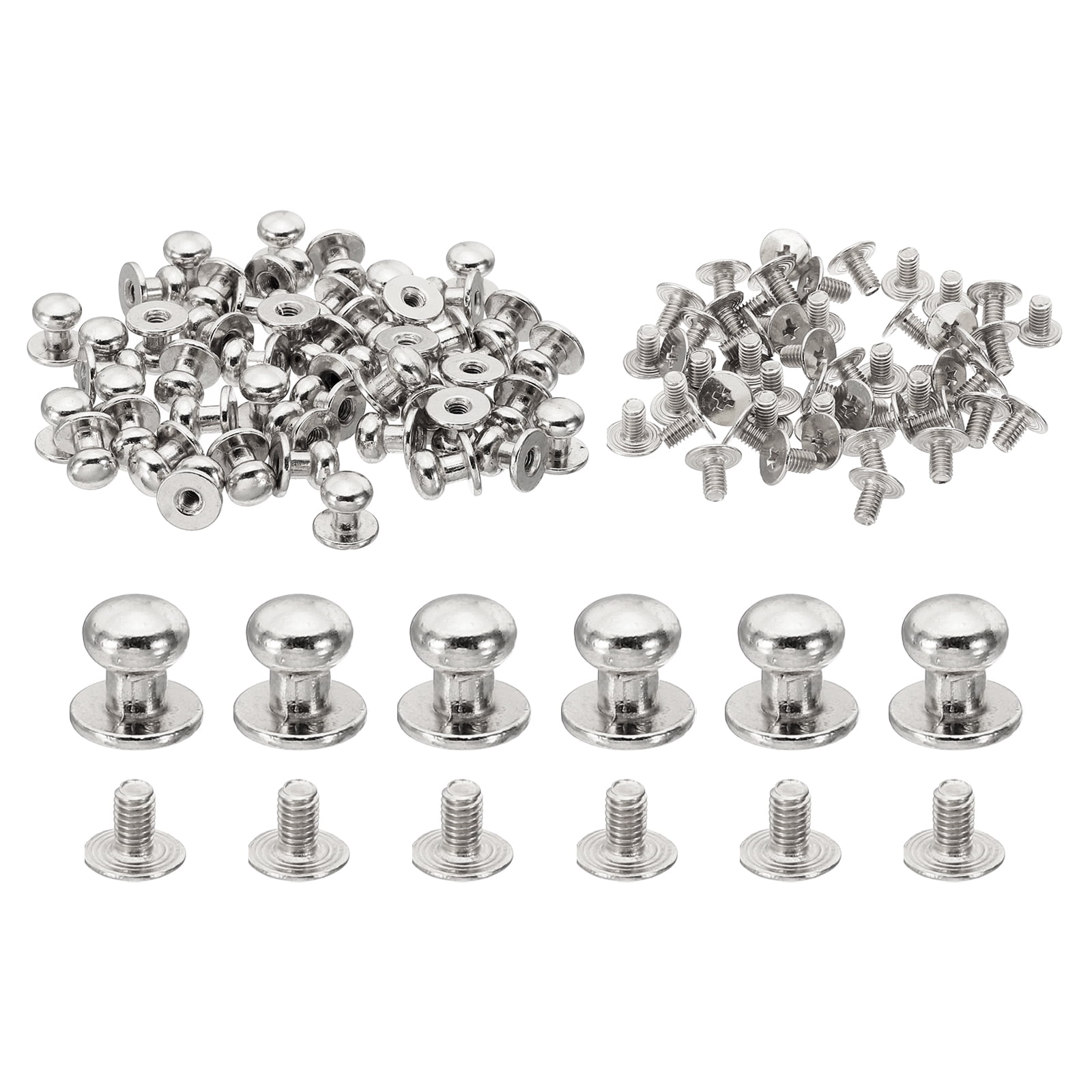 7mm Studs for Clothing, 50 Sets Studs and Spikes Leather Rivets Screw ...