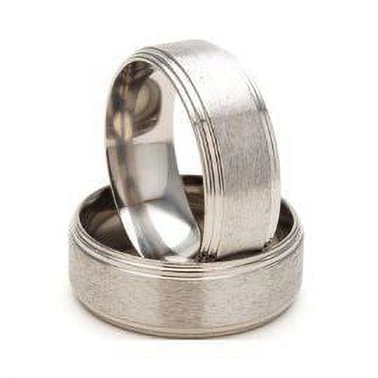 7mm Titanium ring with a raised center in a stone finish and a 2 step ...