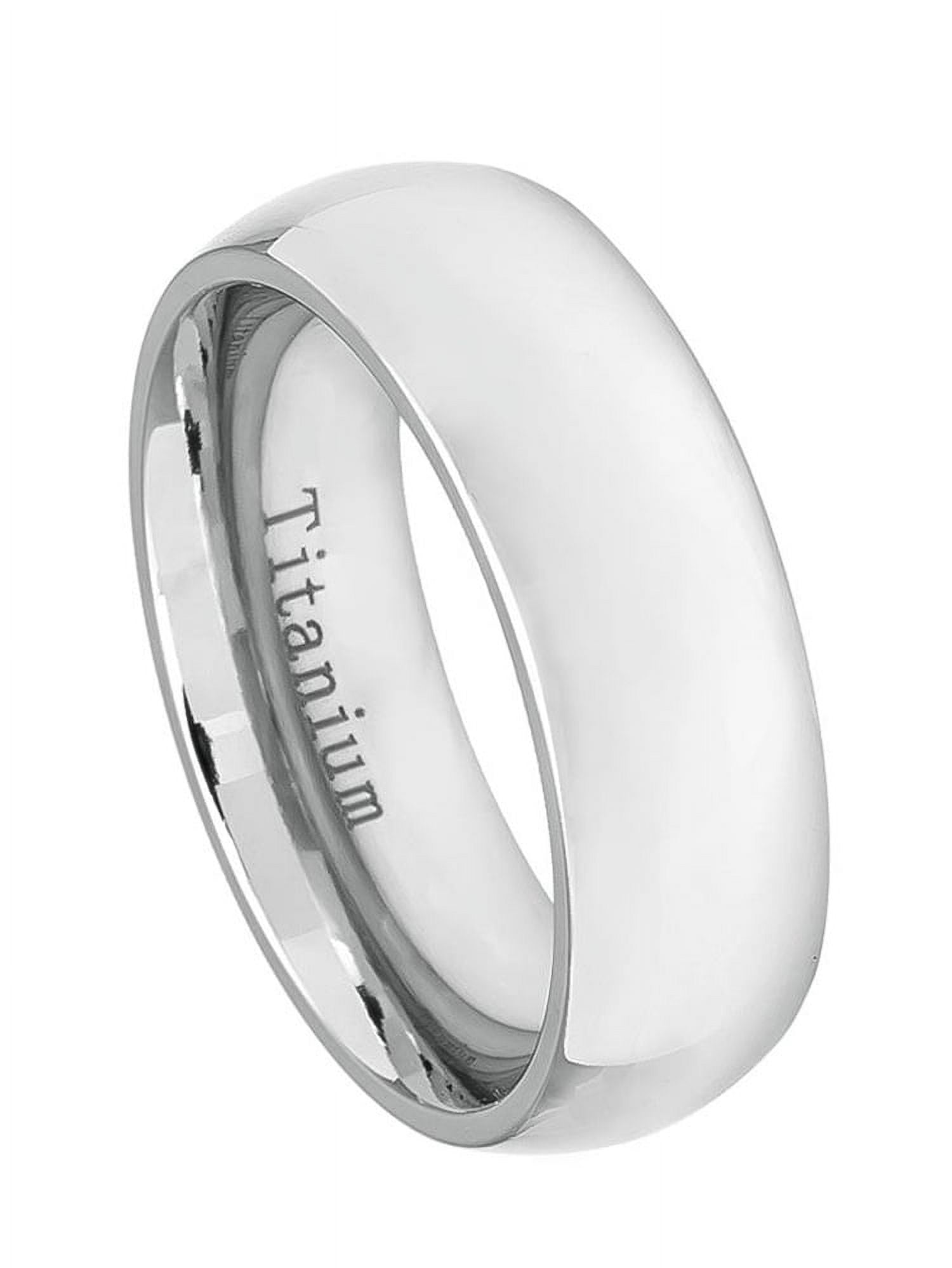 7mm White Titanium High Polish Classic Domed Wedding Band Ring For Men ...