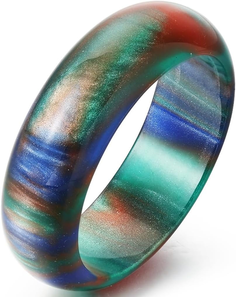 7mm Width Acrylic Resin Material Multi Color Wedding Band Statement ...