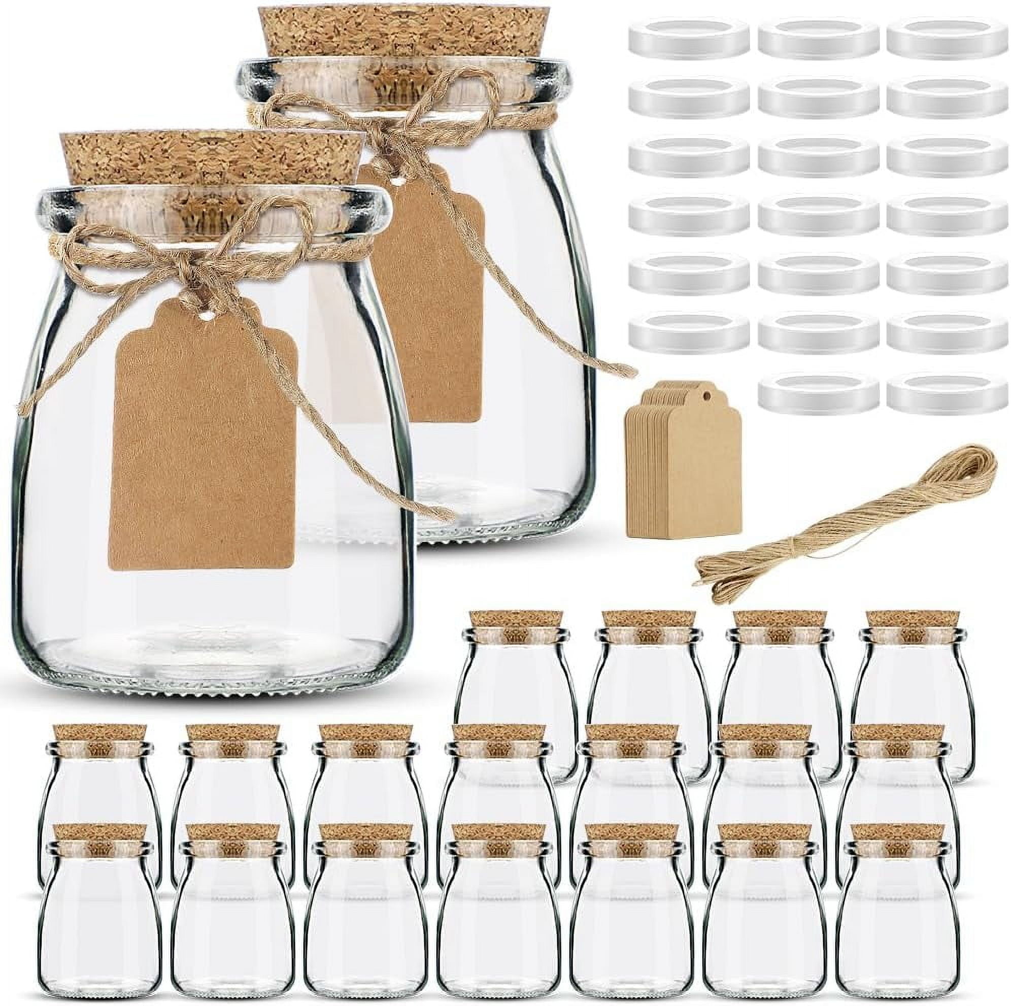 7oz Small Glass Jars with Cork Lids, 20 Pack Yogurt Container with PE ...