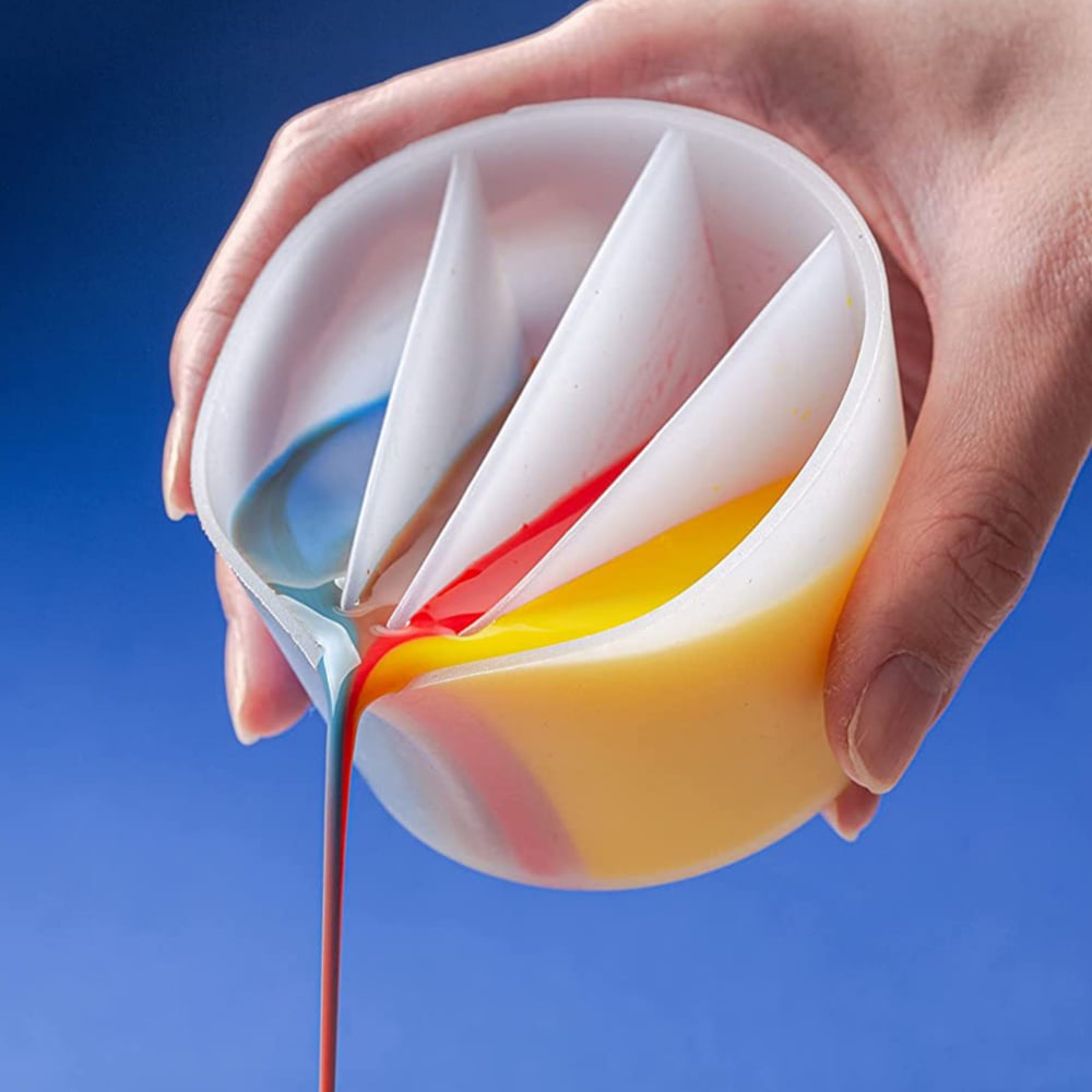 7oz Split Cups for Paints Pouring - Silicone Paint Pour Cup 4 Channels ...