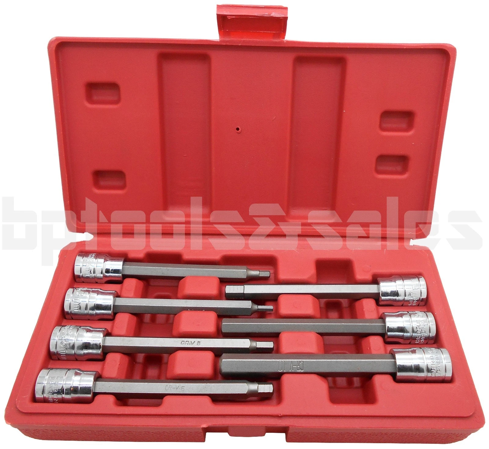 7pc 3/8" DR. Extra Long Hex Bit Socket Set (METRIC) Long 110mm Shank ...