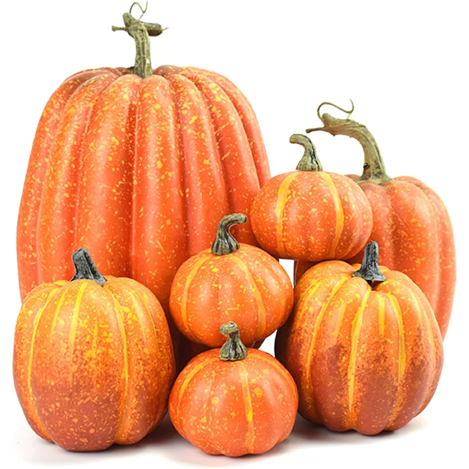 7pc Assorted Size White Pumpkins Craft Pumpkins for Halloween Thanksgiving Autumn Festive Party ...