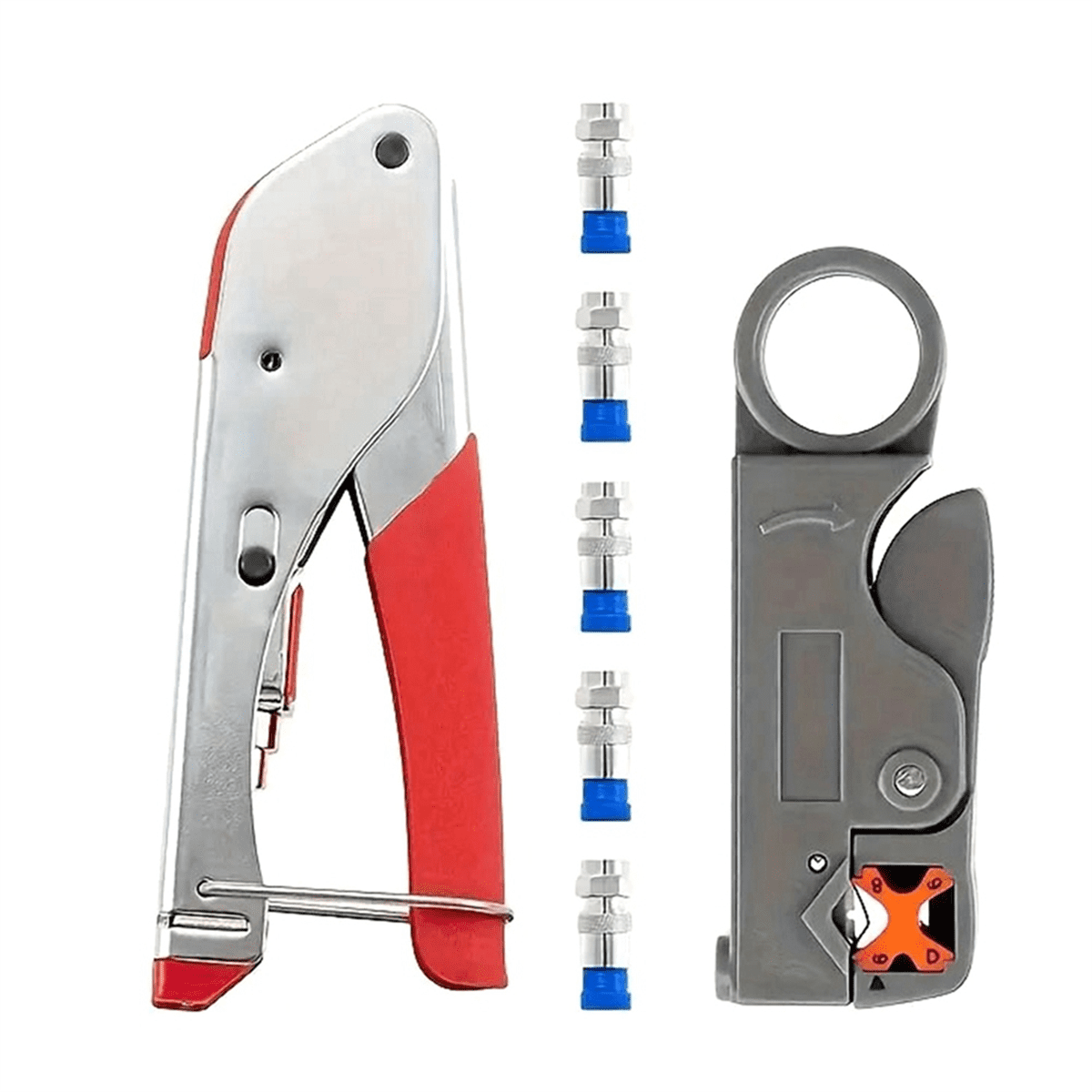 7pc Coax Cable Crimper Coaxial Compression Tool Kit Wire Stripper with ...