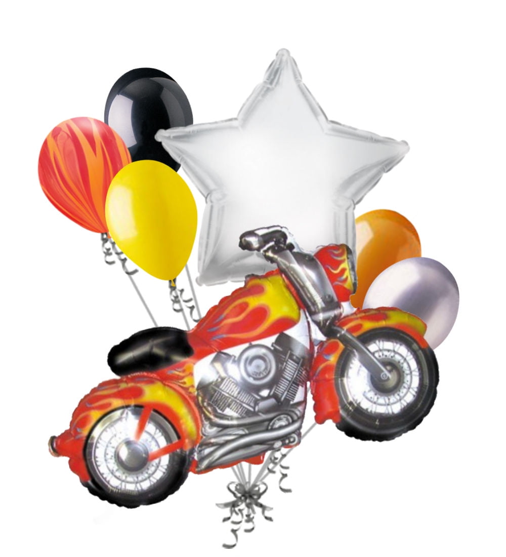 7pc Motorcycle Flames Balloon Bouquet - Walmart.com
