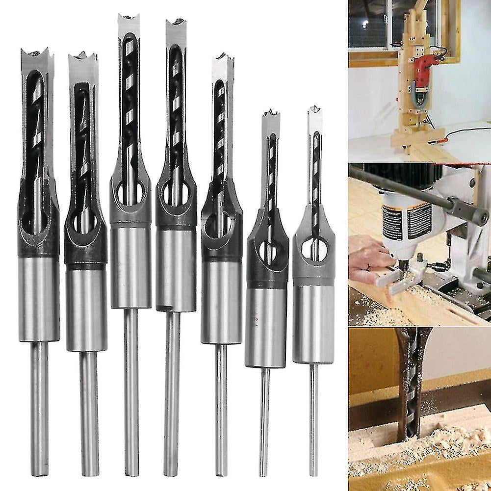 7pcs 1/4 To 1/2 Square Hole Drill Bit 45 Steel Mortising Drilling ...