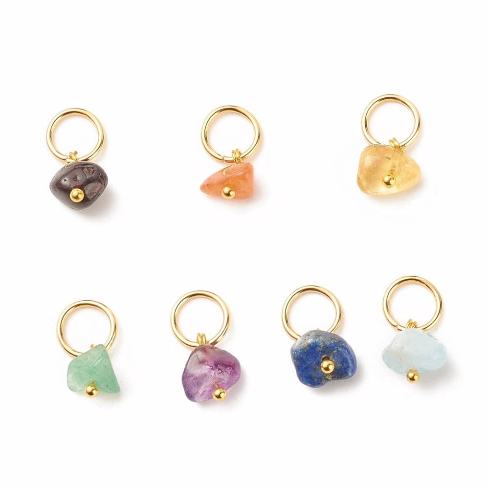 7pcs 7 styles Natural Stone Chip Charms Natural Garnet Red Aventurine ...