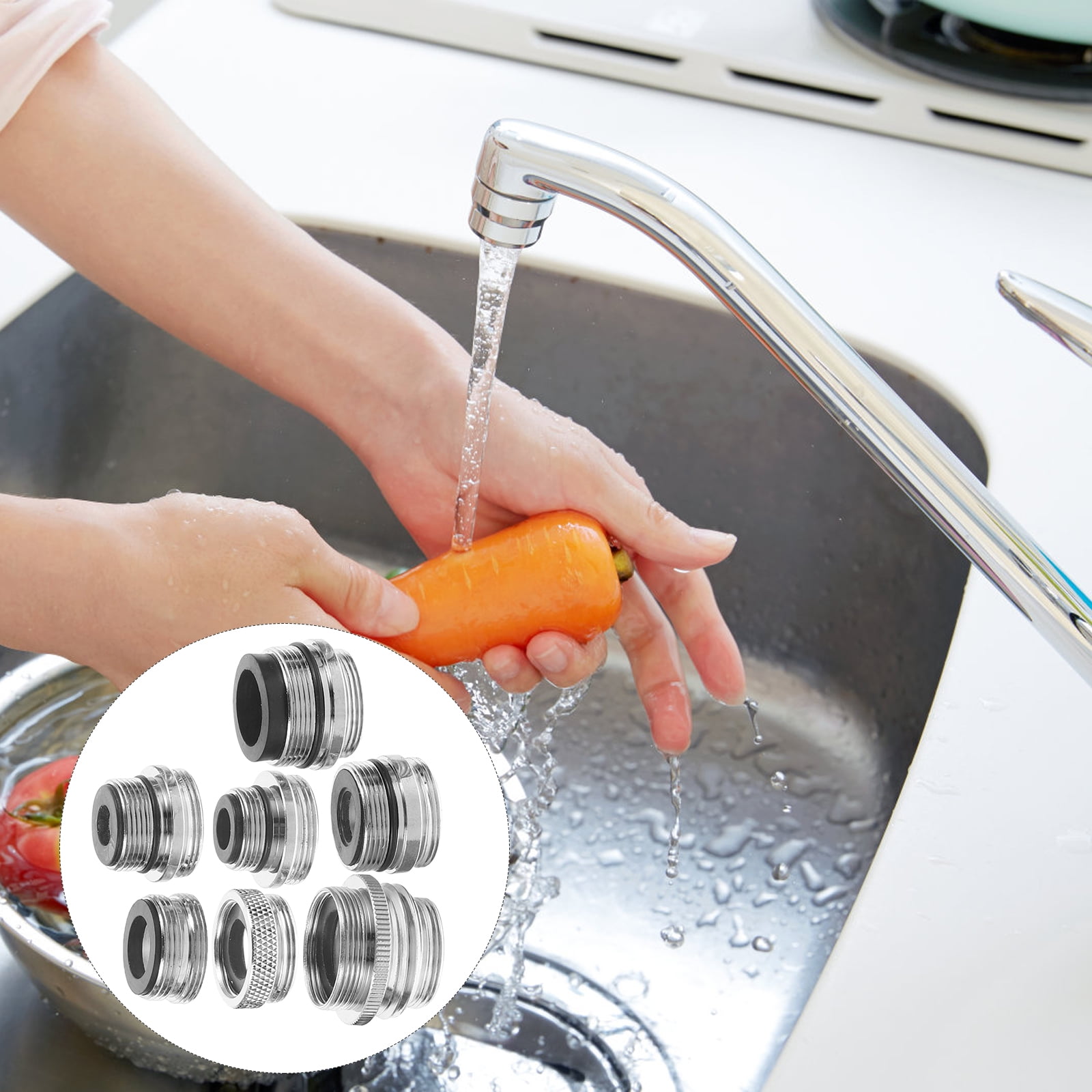 7pcs Aerator Faucet Adapter Male Assorted Garden Hose Kitchen Sink ...
