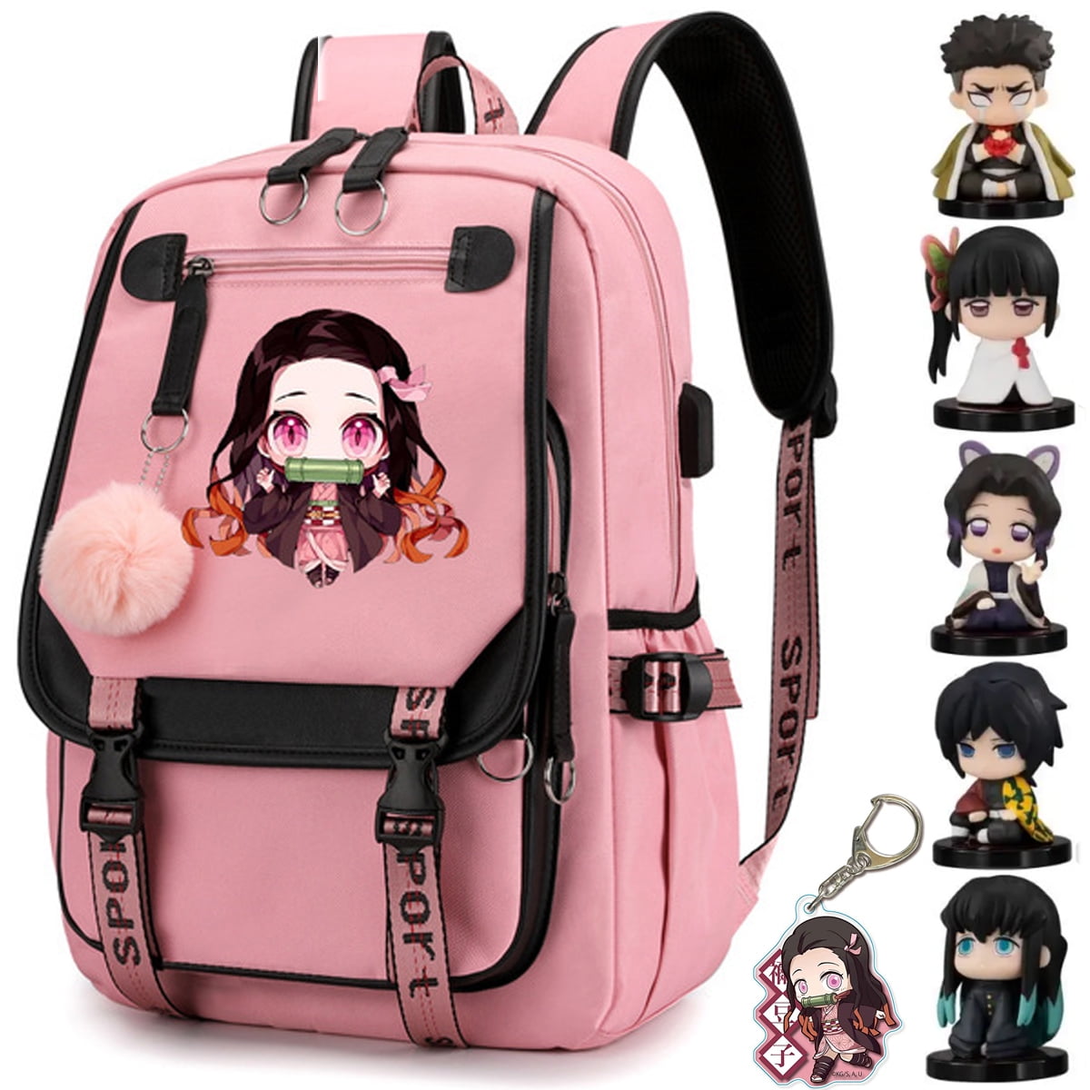 7pcs Anime Demon Slayer Nezuko School Backpack kits - Walmart.com