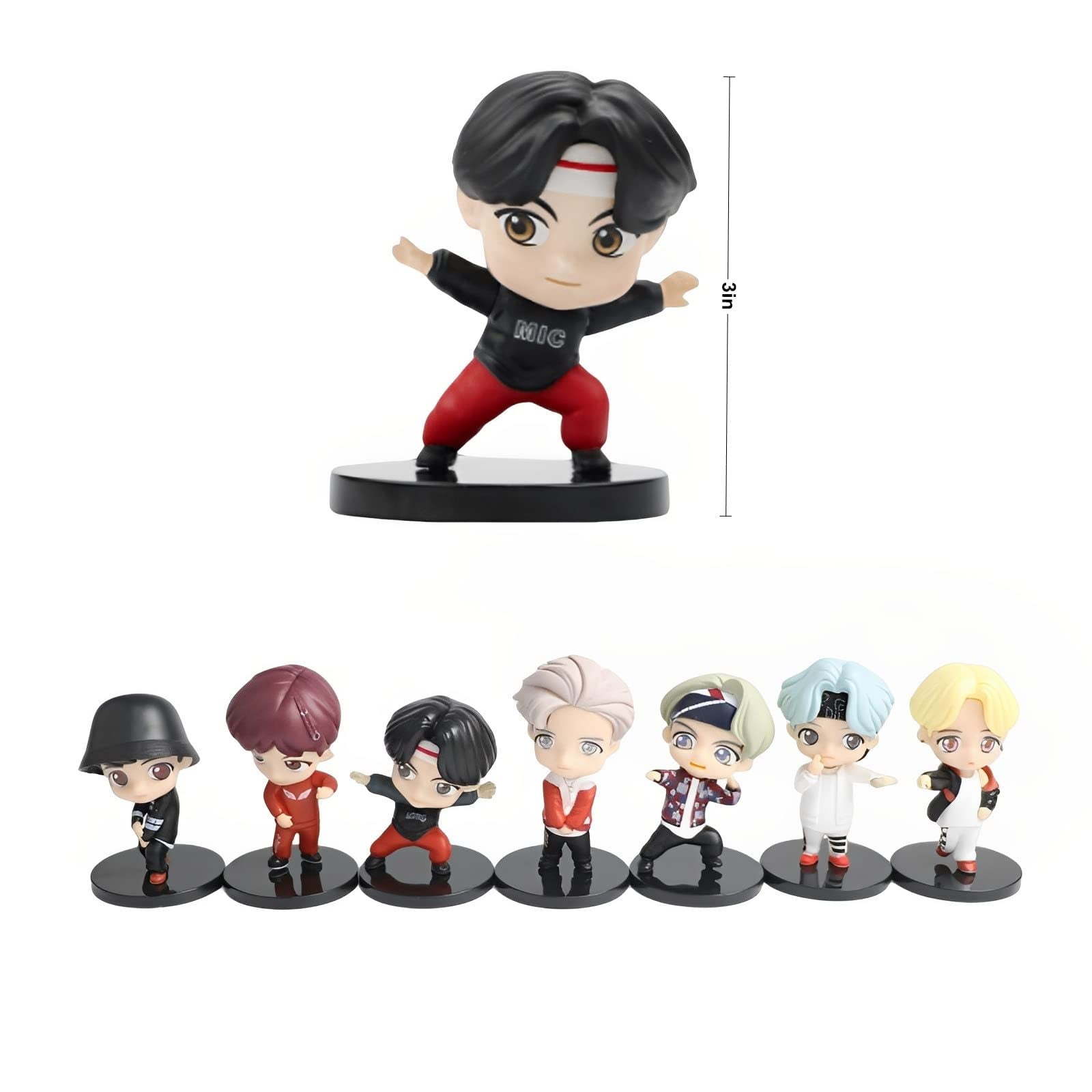 7pcs BTS Cake Toppers Character Set of Action Figures Toys，BTS Mini ...