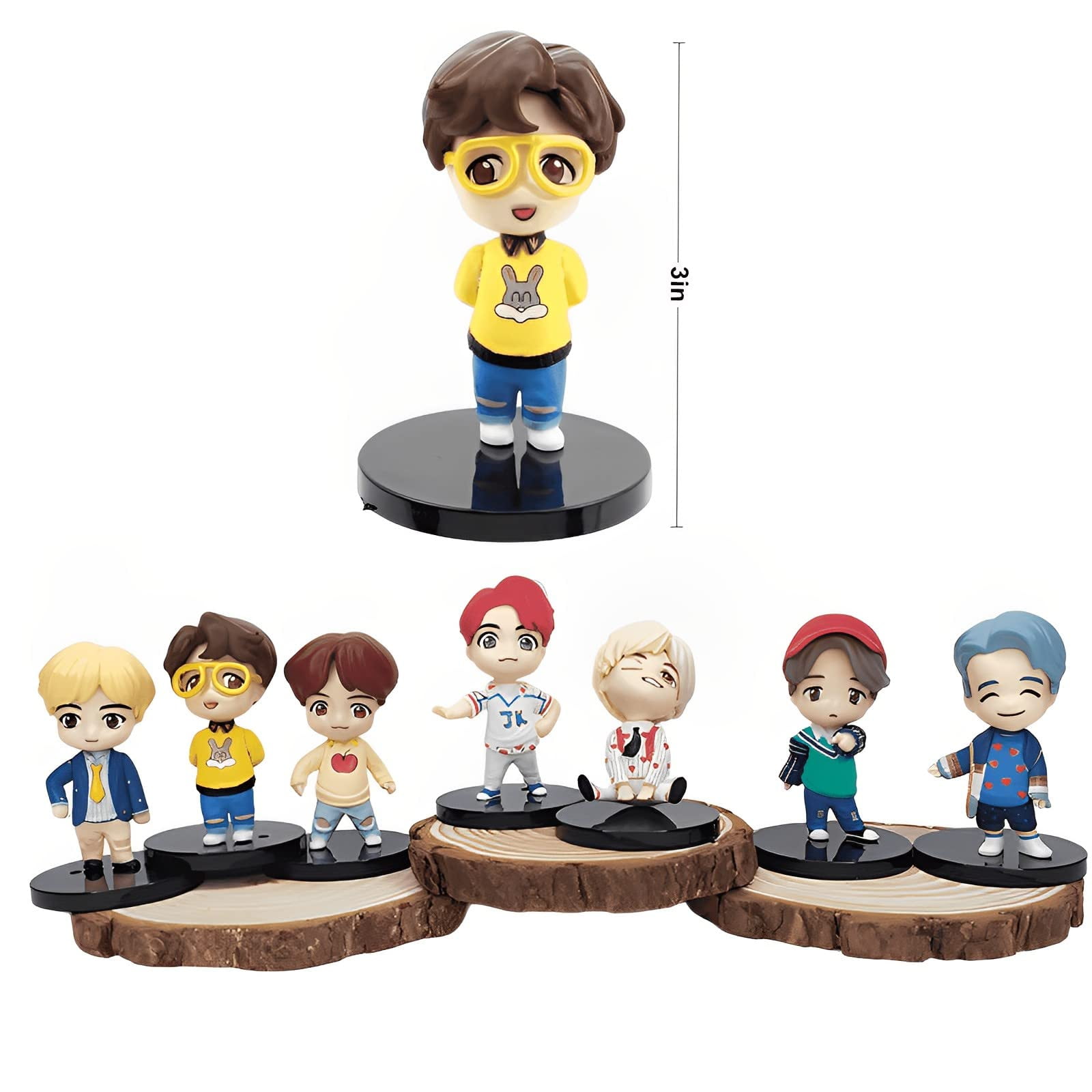 7pcs BTS Cake Toppers Character Set Of Action Figures Toys，BTS Mini ...