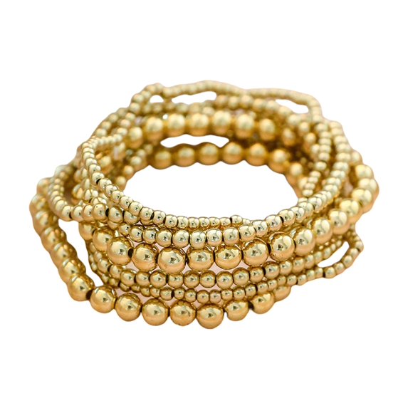 7pcs Beach Styles Geometric Beaded Bracelet Set Adjustable Length ...