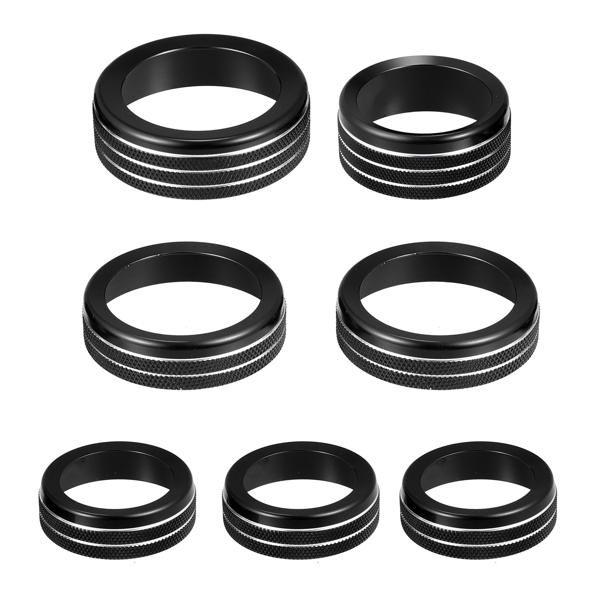 7pcs Black Aluminum Alloy Car AC Climate Control Ring Knob Ring Trim ...