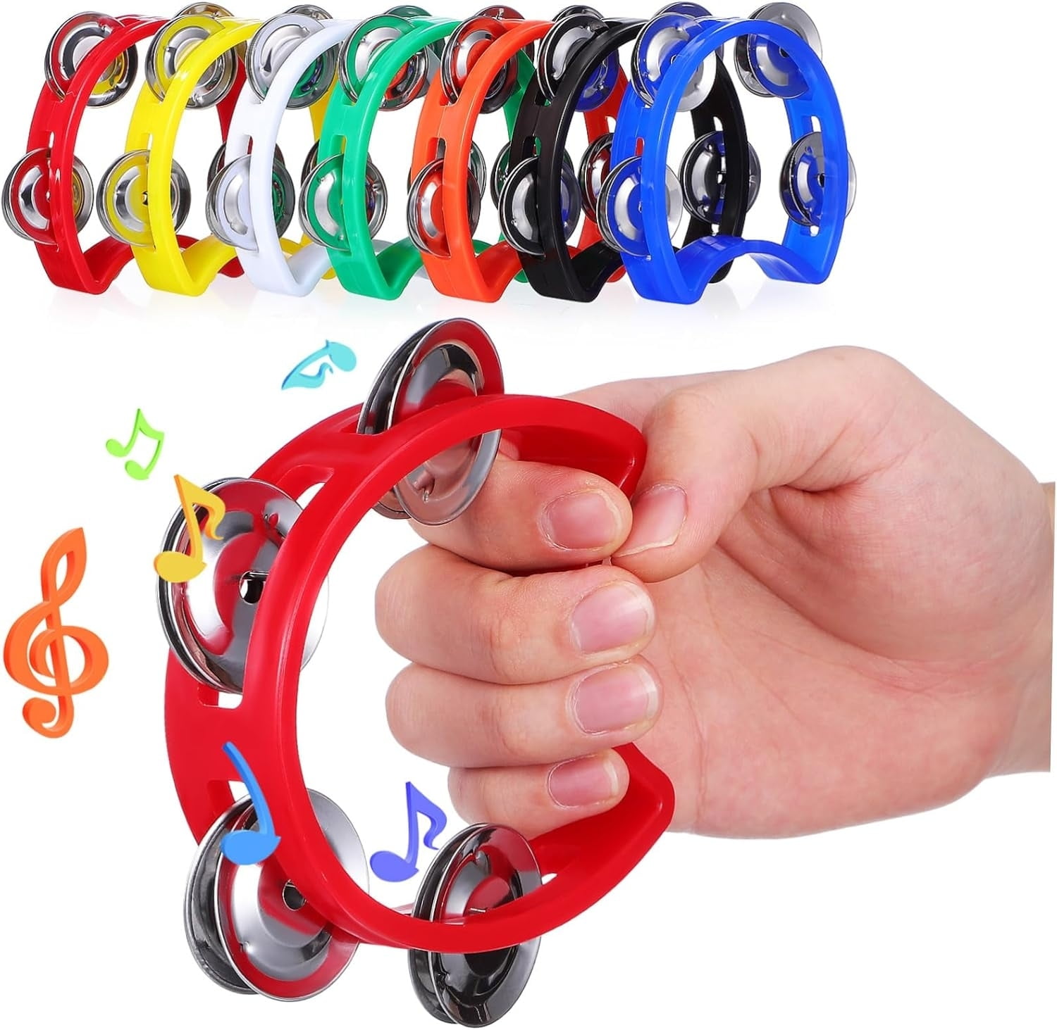 7pcs Boy Girl Percussion Instrument Handheld Tambourines with Jingle ...