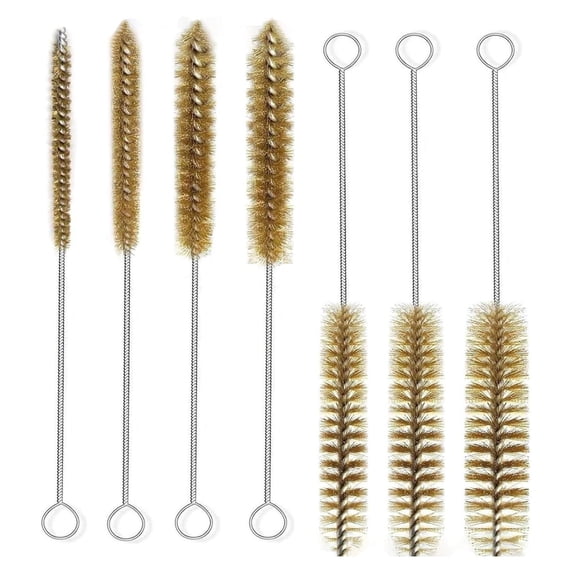 7pcs Brass Wire Tube Brushes Bottle Brush Set,11Inch Long Wire Brushes for Cleaning, Wire Pipe ...