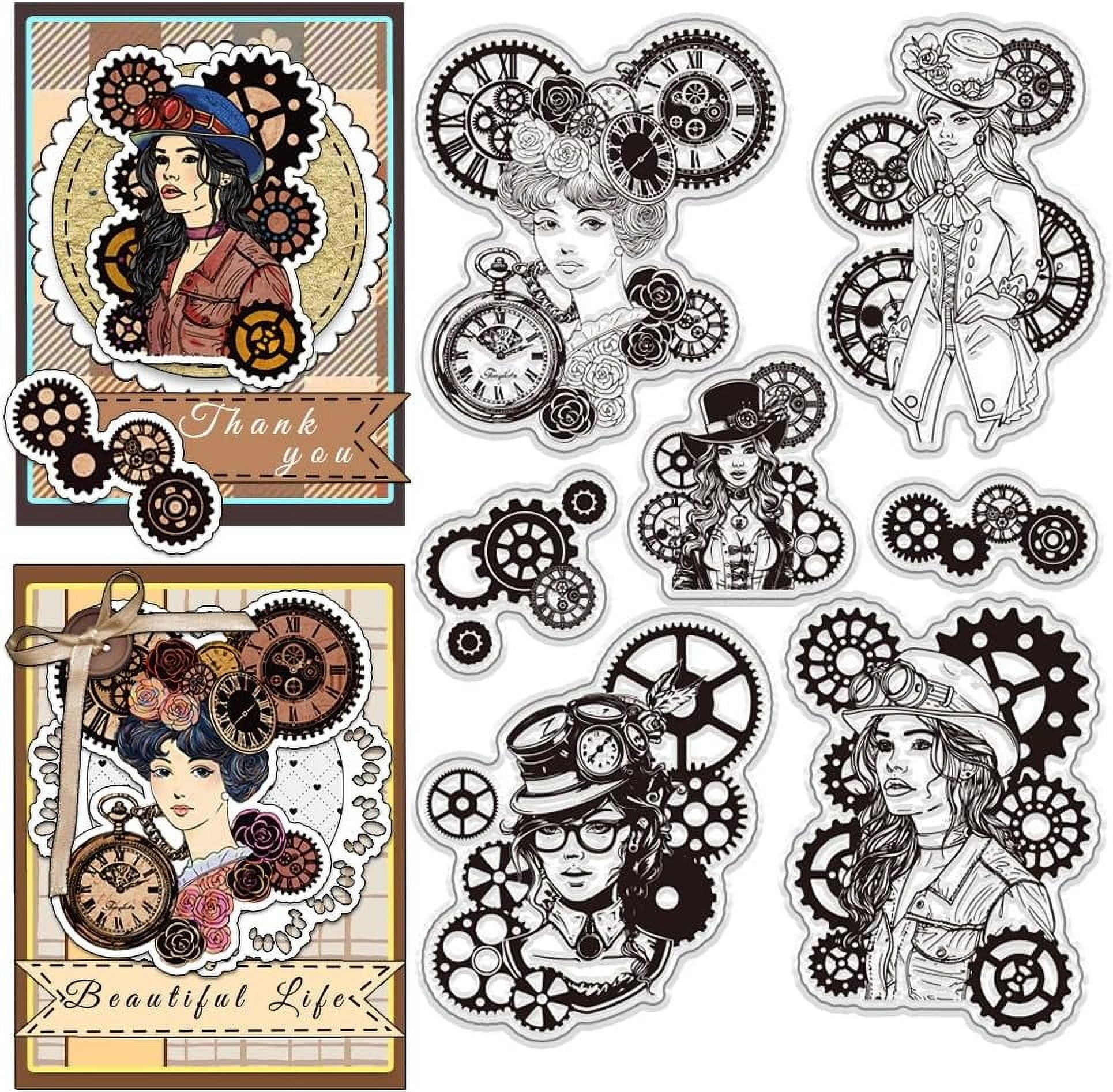 7pcs Clear Stamps Set Medieval Retro Style Lady Stamps Vintage ...